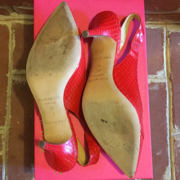 kate spade | Shoes | Kate Spade Red Tatiana Snake Print Slingback Heels ...
